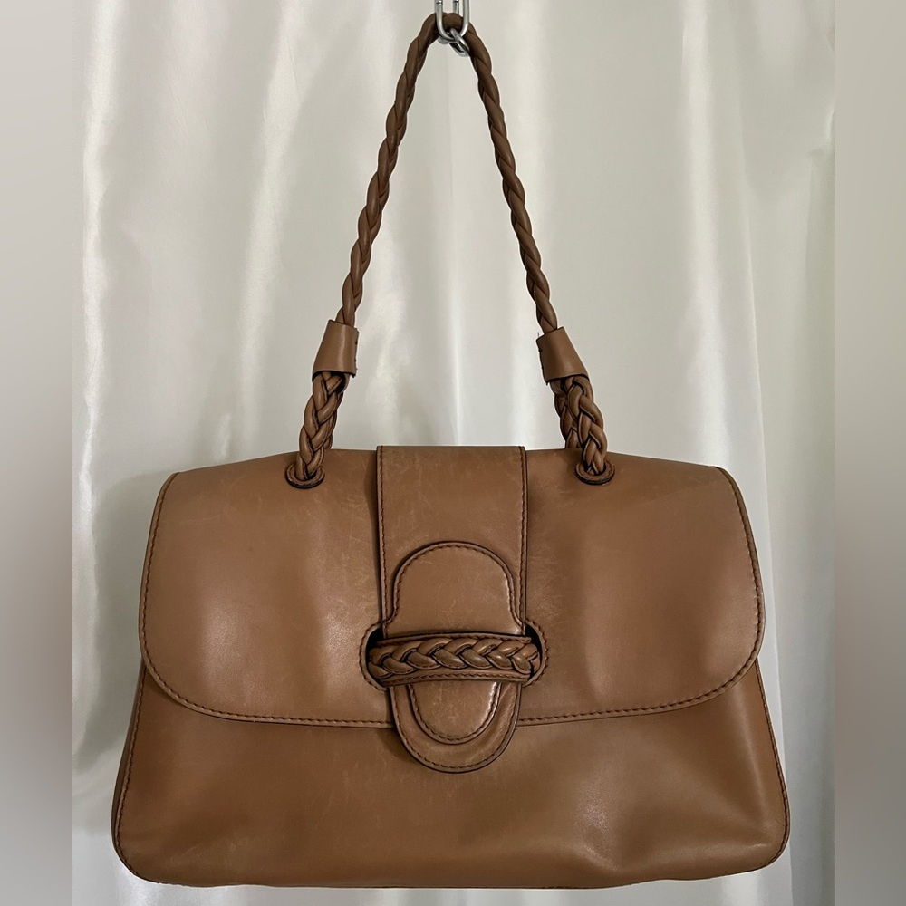 Valentino Caravani Histoire Nude Leather Satchel - Gem
